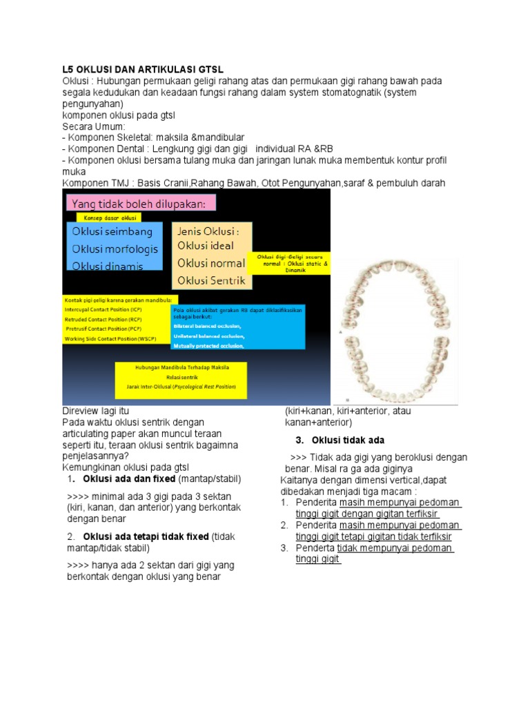 L7 L10 OKLUSI DAN ARTIKULASI GTSL Save | PDF