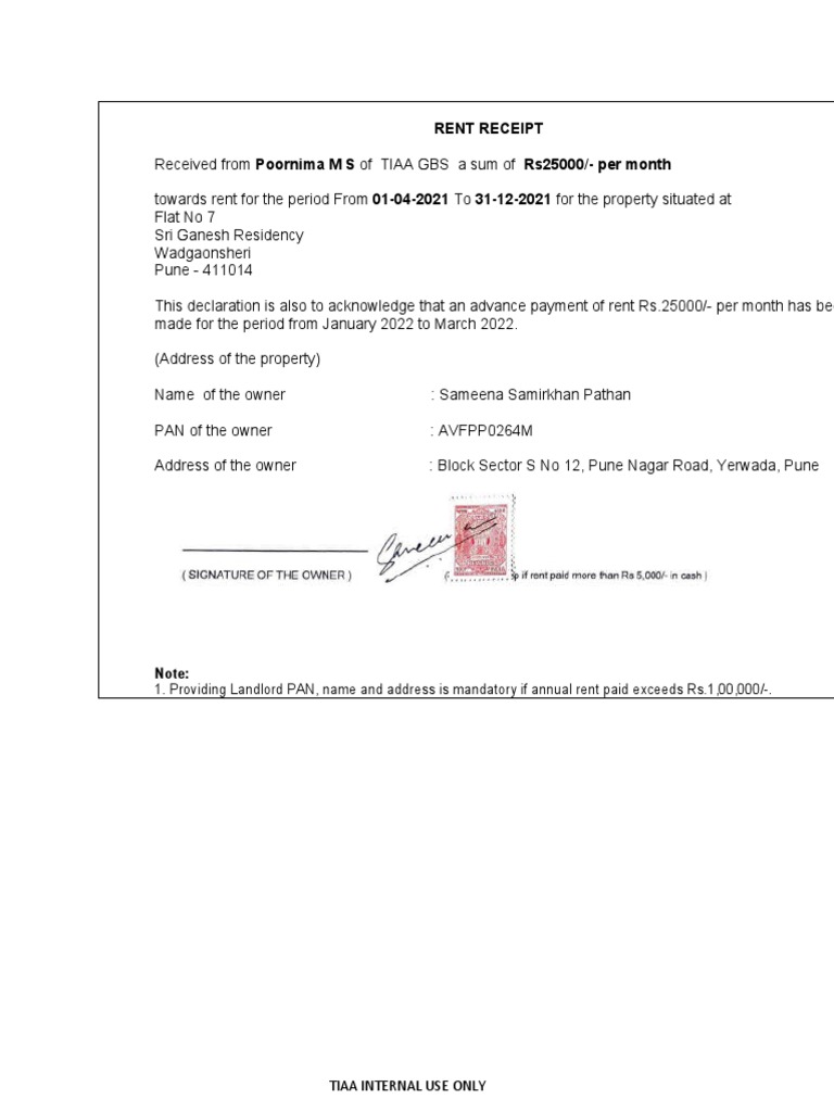 Rent Receipt - 2022 | PDF