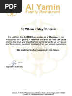 Experience Certificate For A Hotel Manager | PDF