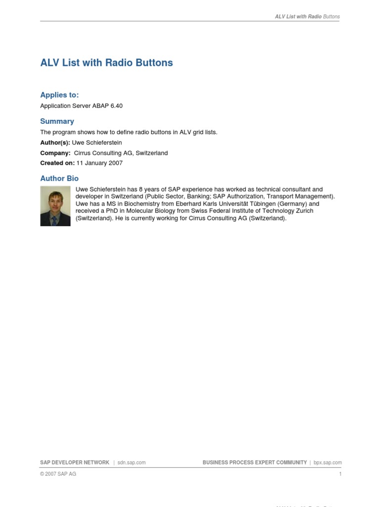 Alv Grid List Using Radio Buttons | PDF | Information Technology Management | Software Engineering