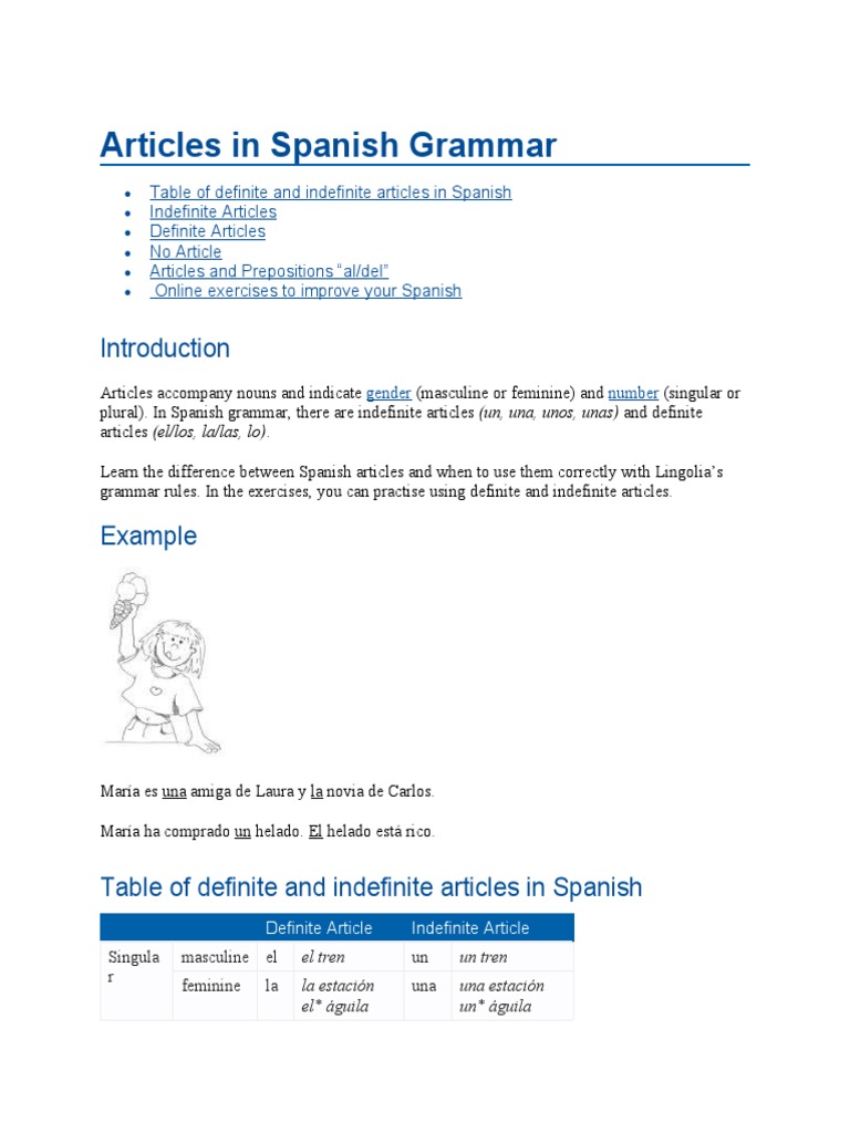 Spanish Articles Guide | PDF | Grammatical Gender | Grammatical Number