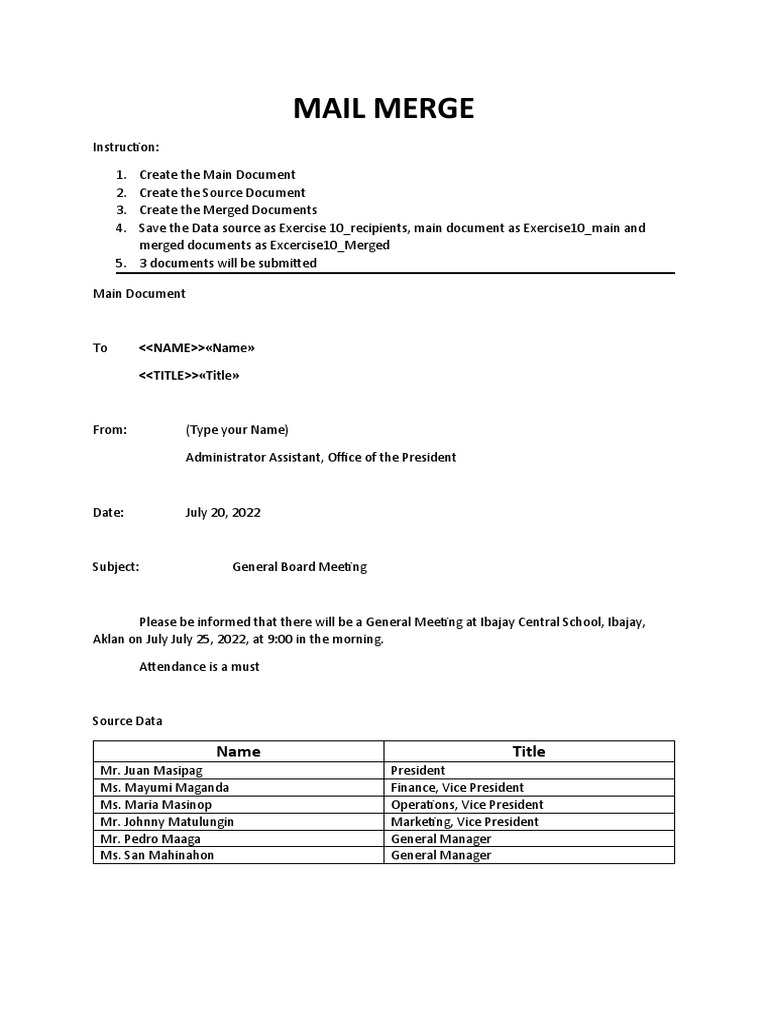 Efficient Mail Merge: Instructions for Creating Personalized Meeting ...