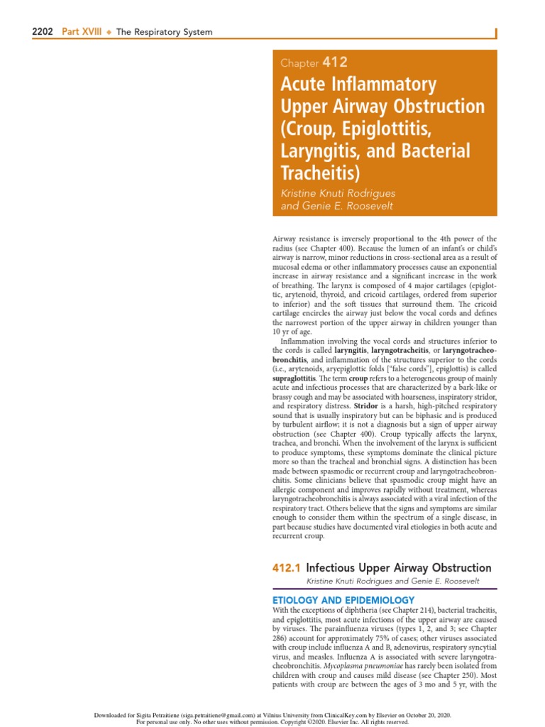 Acute Inflammatory Upper Airway Obstuction | PDF | Respiratory Diseases ...