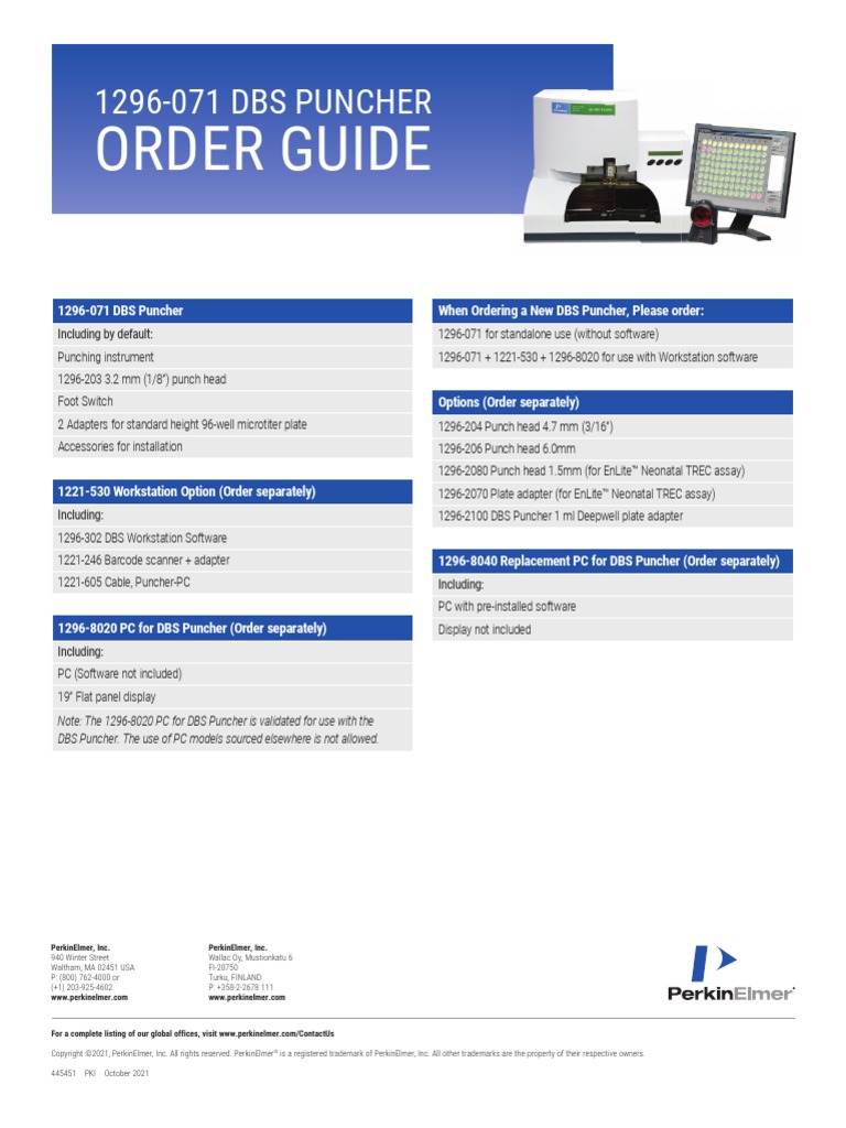 DBS Puncher Order Guide 2021 | PDF | Classes Of Computers | Equipment