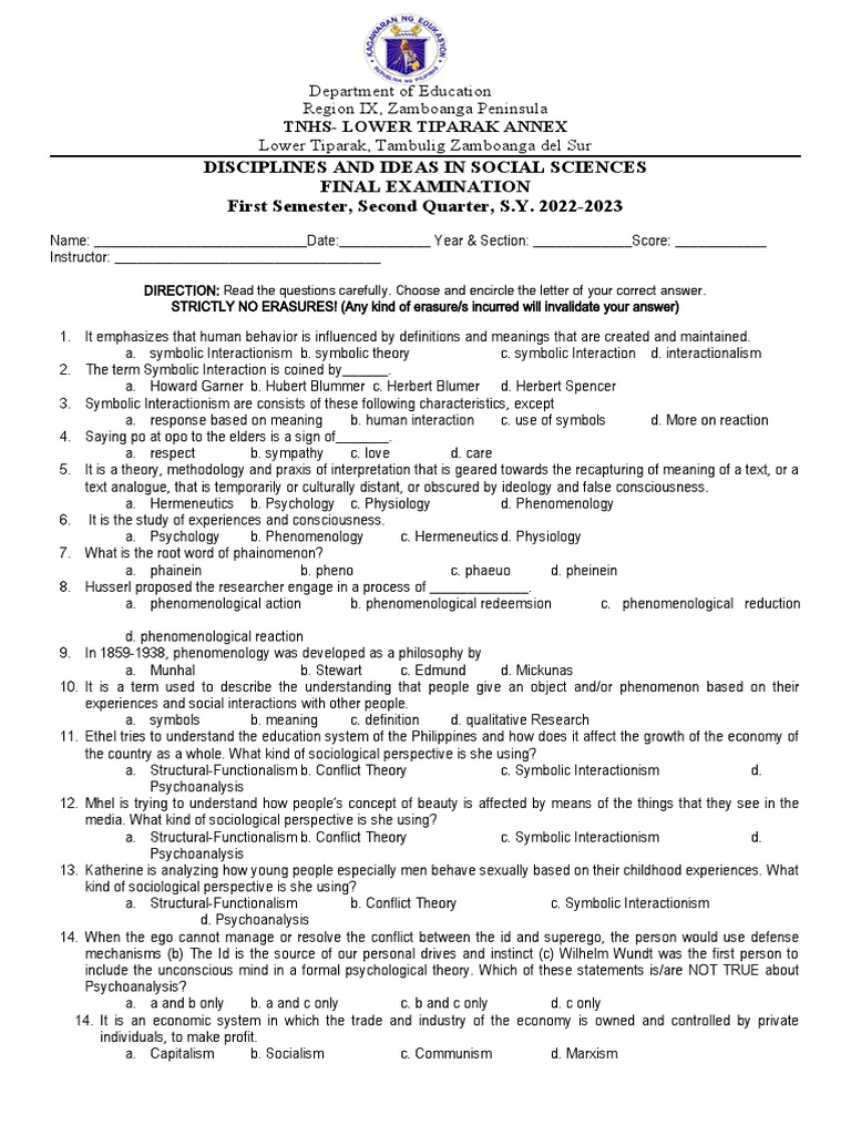 Diss Final Exam | PDF | Id | Social Sciences
