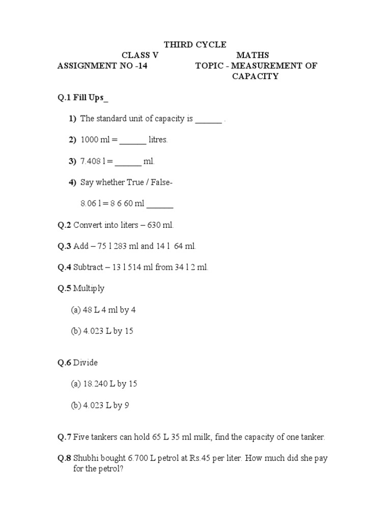 CBSE Class 5 Maths Revision Worksheets | PDF