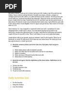 Chef Sharon's Daily Routine | PDF | Cooking, Food & Wine