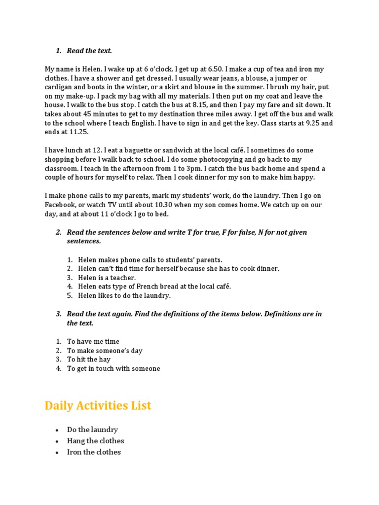 Exercises. Lesson 1 | PDF