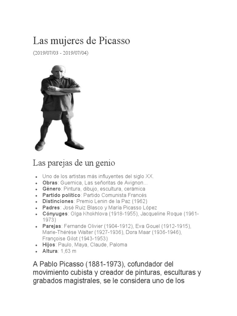 Las Musas de Picasso: Amores y Arte | PDF | Pablo Picasso | Las artes