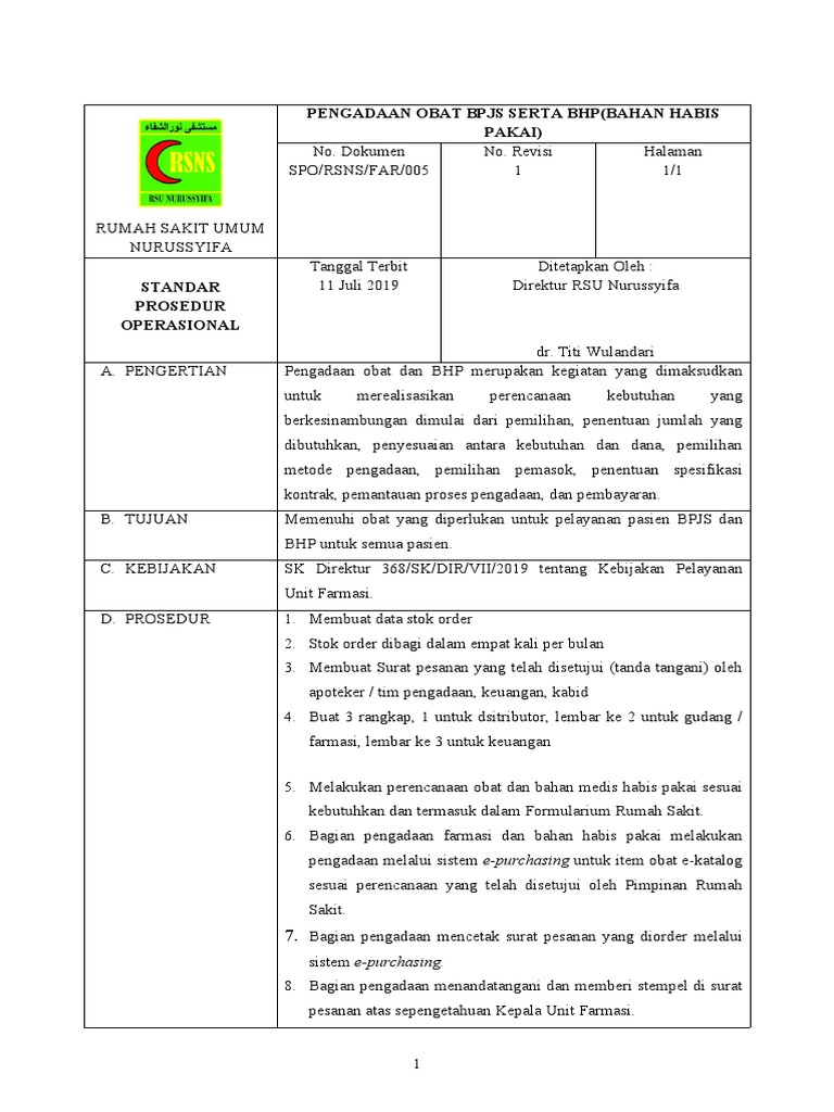Pengadaan Obat BPJS Serta BHP (Bahan Medis Habis Pakai) | PDF | Kesehatan Holistik