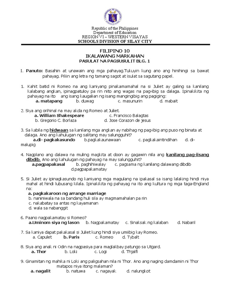 Fil10 Q2 PP1 2021 22 | PDF