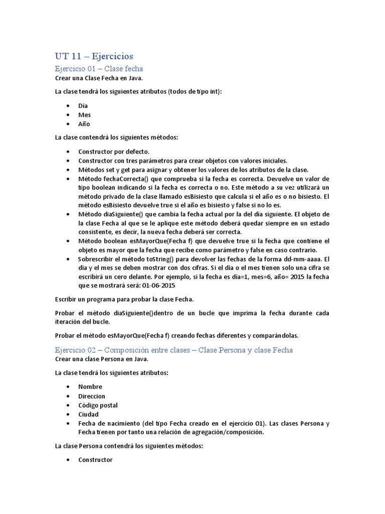 UT 11-Ejercicios 01-02 | PDF | Constructor (Programación Orientada a Objetos) | Programación
