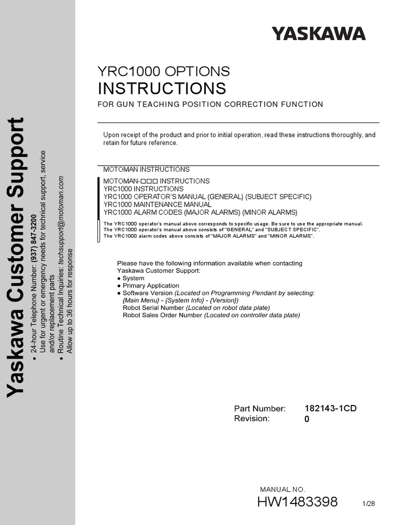 YRC1000 Options Instructions | PDF | Hazards