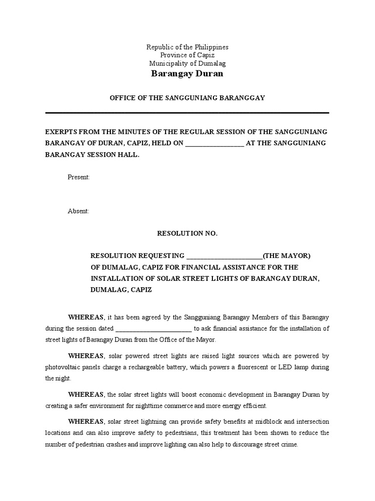 Resolution for Solar Street Lights | PDF | Street Light | Solar Energy