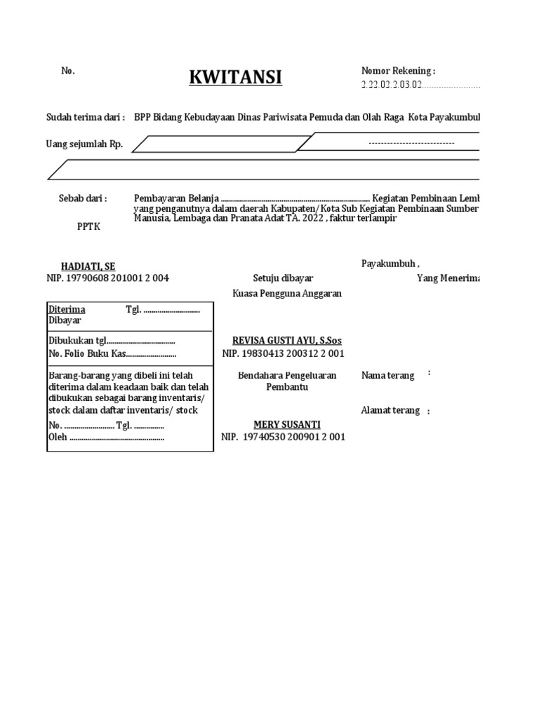 Contoh Kwitansi | PDF
