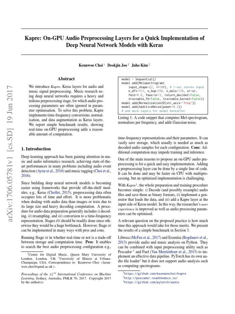 Kapre | PDF | Discrete Fourier Transform | Deep Learning