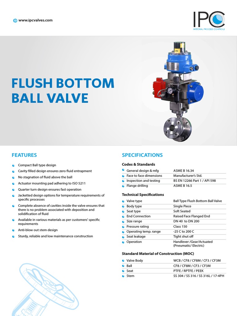 Compact Flush Bottom Ball Valve Features and Specifications | PDF ...
