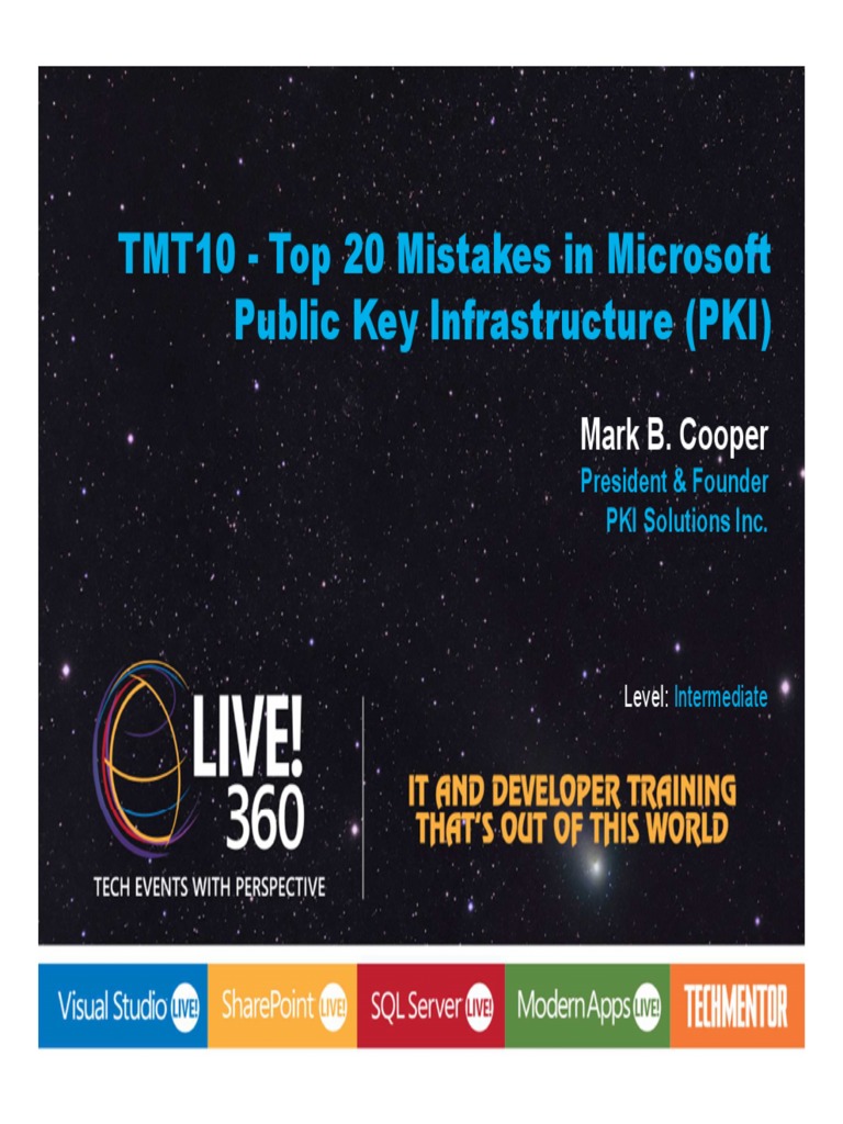 Top 20 Mistakes in Microsoft Public Key Infrastructure PKI | PDF ...