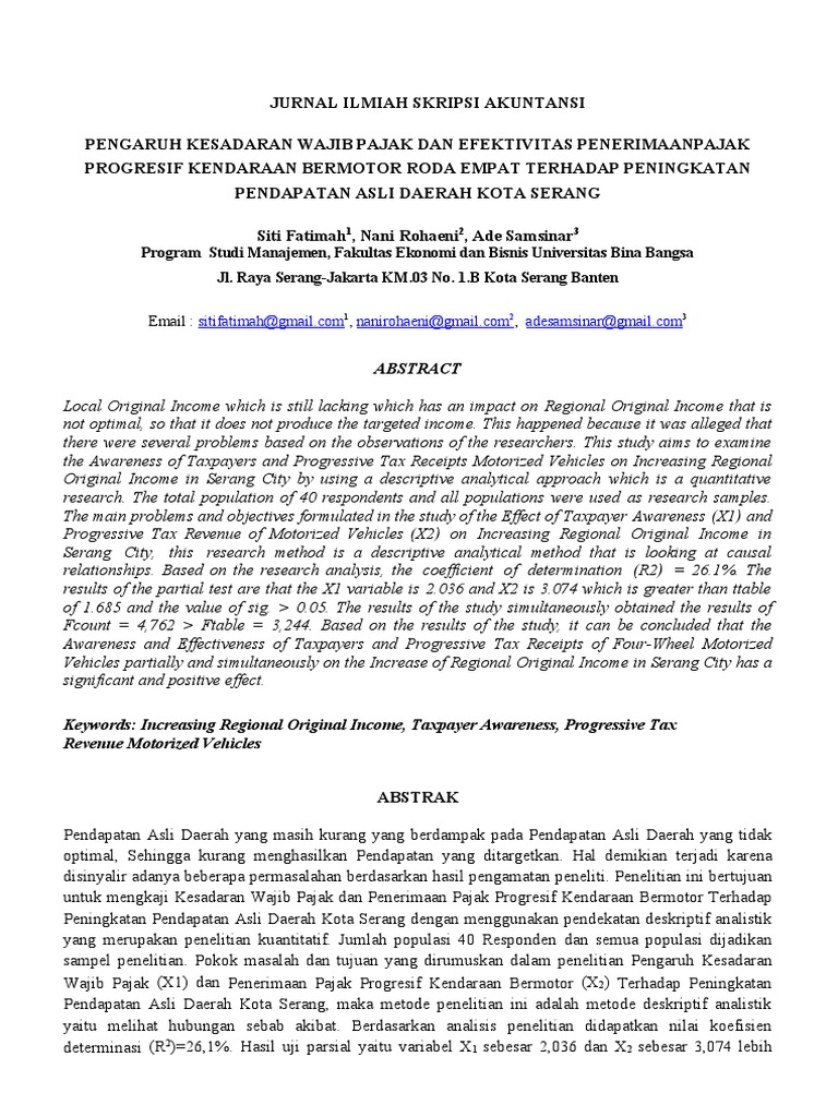 JURNAL Siti Fatimah, (11021800330) (AutoRecovered) | PDF | Public Finance | Science