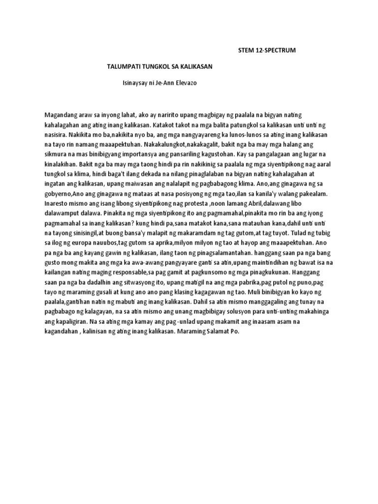 Talumpati Kalikasan | PDF