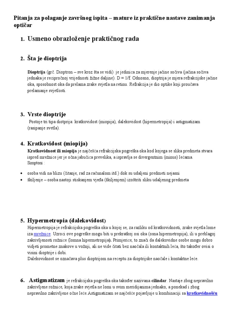 Pitanja I Odgovori Za Praktičnu Nastavu Maturanti | PDF