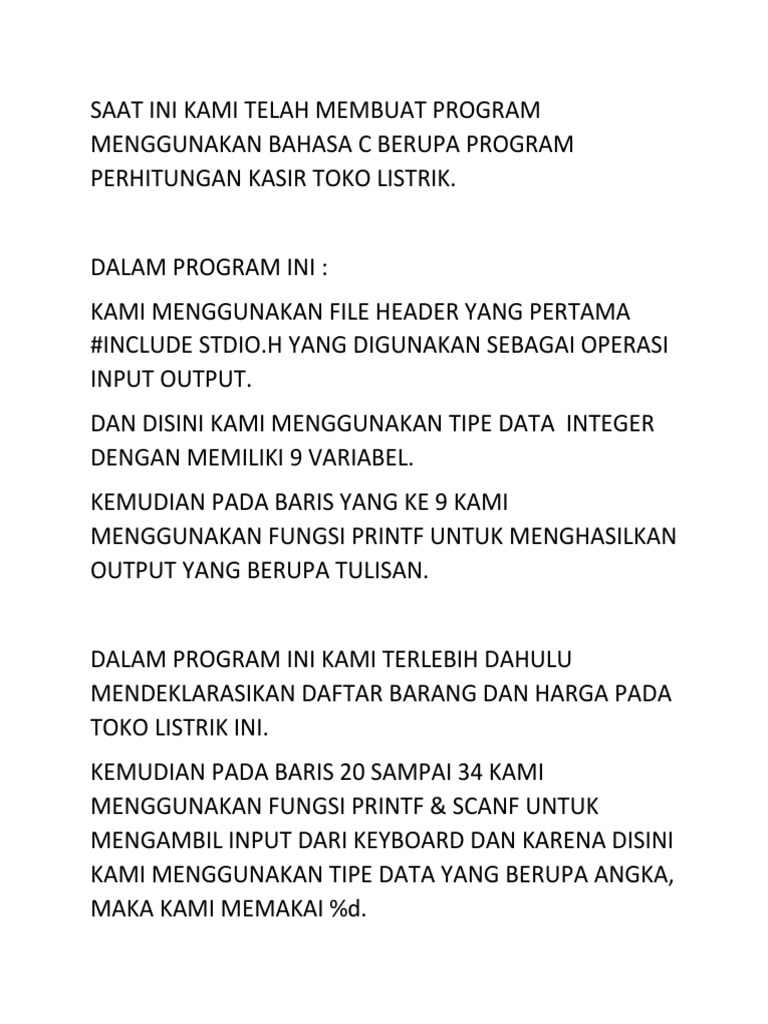 Penjelasan Program Kasir | PDF