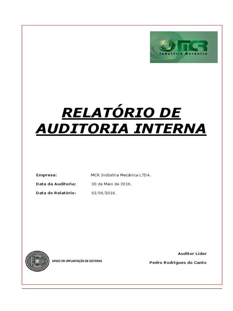 06 - Relatorio Auditoria Interna 30-05-2016 | PDF | Qualidade (negócios ...