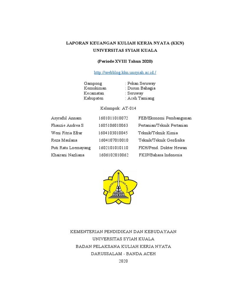 Laporan Keuangan Kuliah Kerja Nyata | PDF
