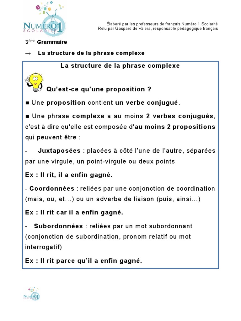 La Structure de La Phrase Complexe | PDF | Clause | Phrase