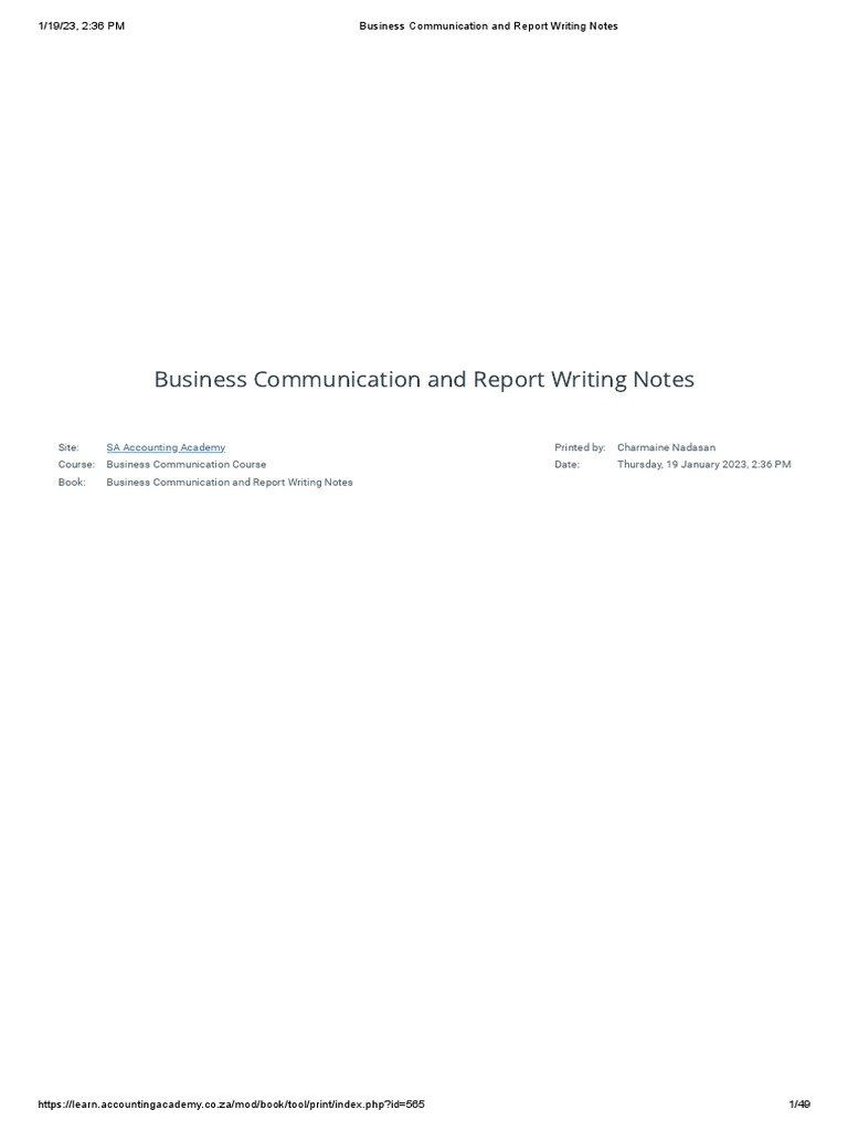 Business Communication and Report Writing Notes | PDF | Communication ...