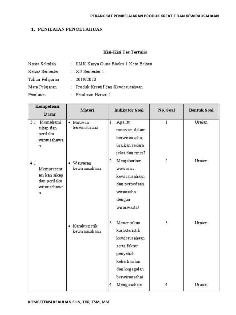 4 - Penilaian 1 Matriks | PDF