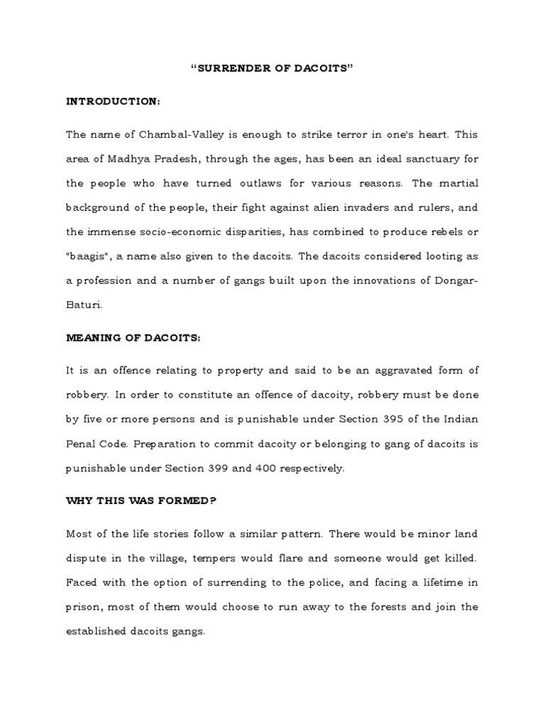Surrender of Dacoits | PDF | Pardon | Justice