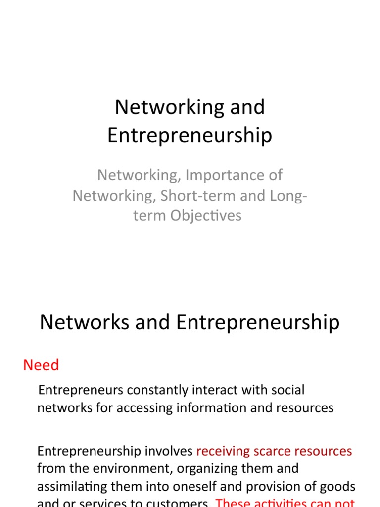 Networking and Entrepreneurship | PDF | Entrepreneurship | Innovation