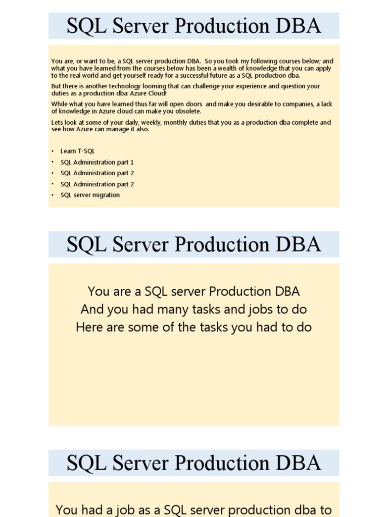 Sql Server Production Dba Pdf Microsoft Azure Microsoft Sql Server