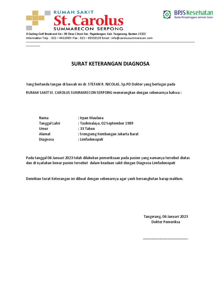 Surat Diagnosa | PDF