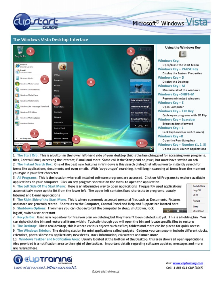 Windows Vista Keyboard Shortcuts Guide | PDF | Microsoft Windows ...