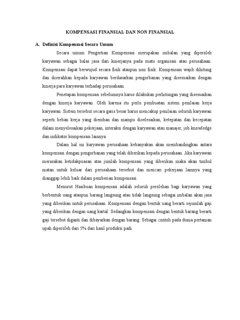 Kompensasi Finansial Dan Non Finansial | PDF