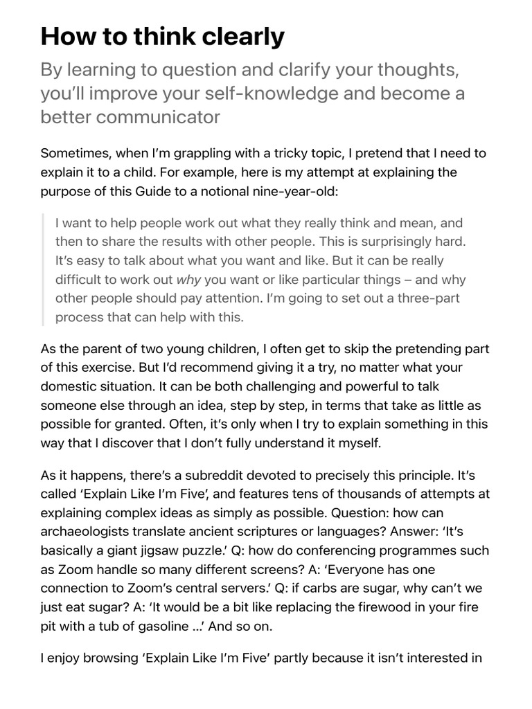 How To Think Clearly | PDF | Thought | Veganism