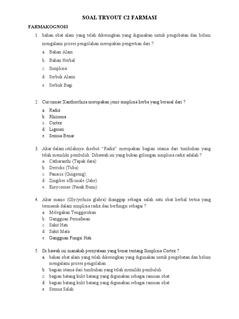 Soal Tryout C2 Farmasi dan K3LH | PDF