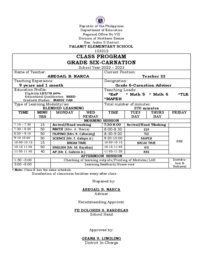 Intermediate Class Program 20222023 | PDF