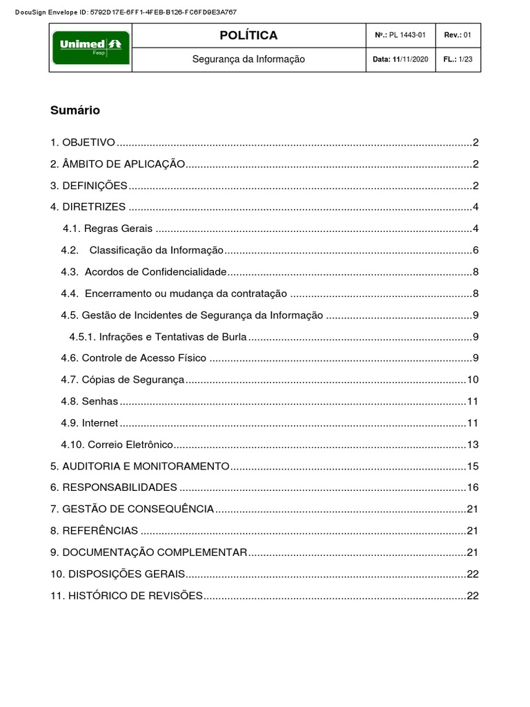 PL 1443-01 Rev. 01 Segurança Da Informação | PDF | Segurança de ...