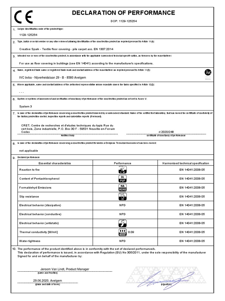 Declaratie Conformitate Tarkett Spark | PDF