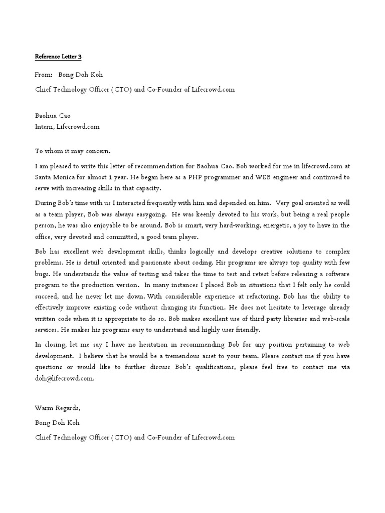 Employment Reference Letter For Software Developer | PDF | Ibm | Computing