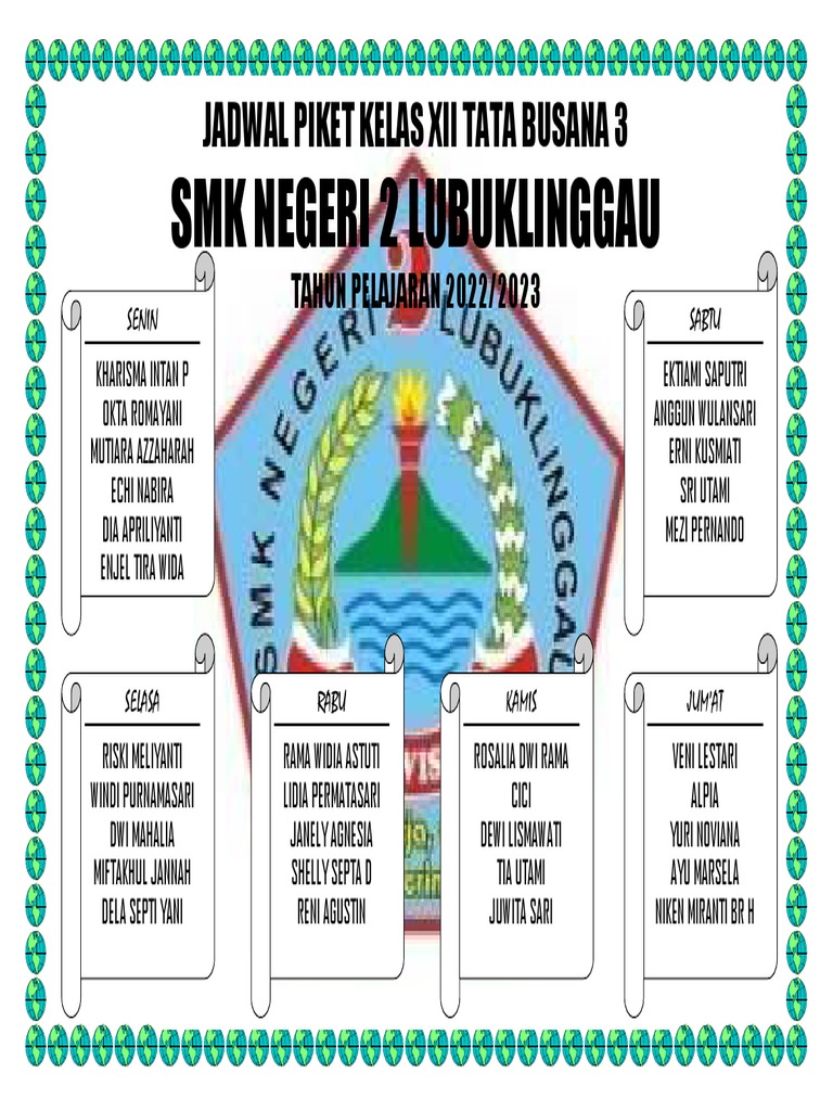 JADWAL Piket KELAS XII BS 3 | PDF