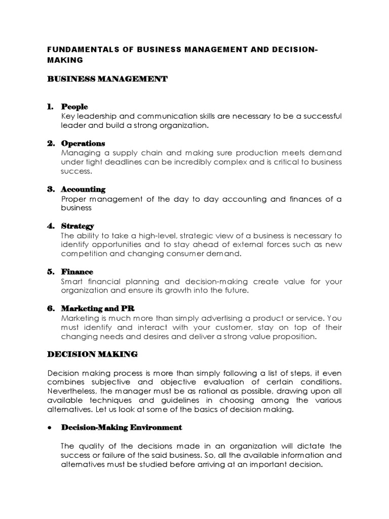 Module 1 Notes | PDF | Decision Making | Marketing Module 1 Notes | PDF | Decision Making | Marketing