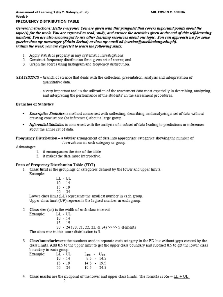 AL1 Week 9 | PDF | Statistics | Statistical Inference