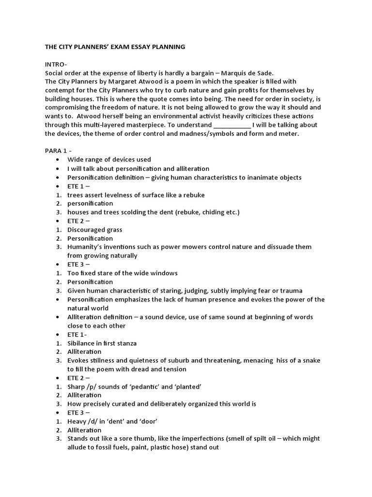 Analyzing Atwood's "The City Planners" | PDF | Poetry