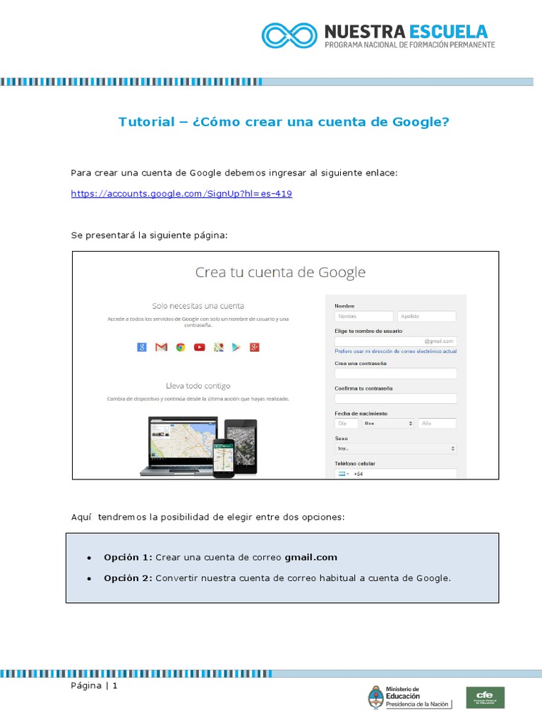 Crear cuenta de Google paso a paso | PDF | Privacidad en internet ...
