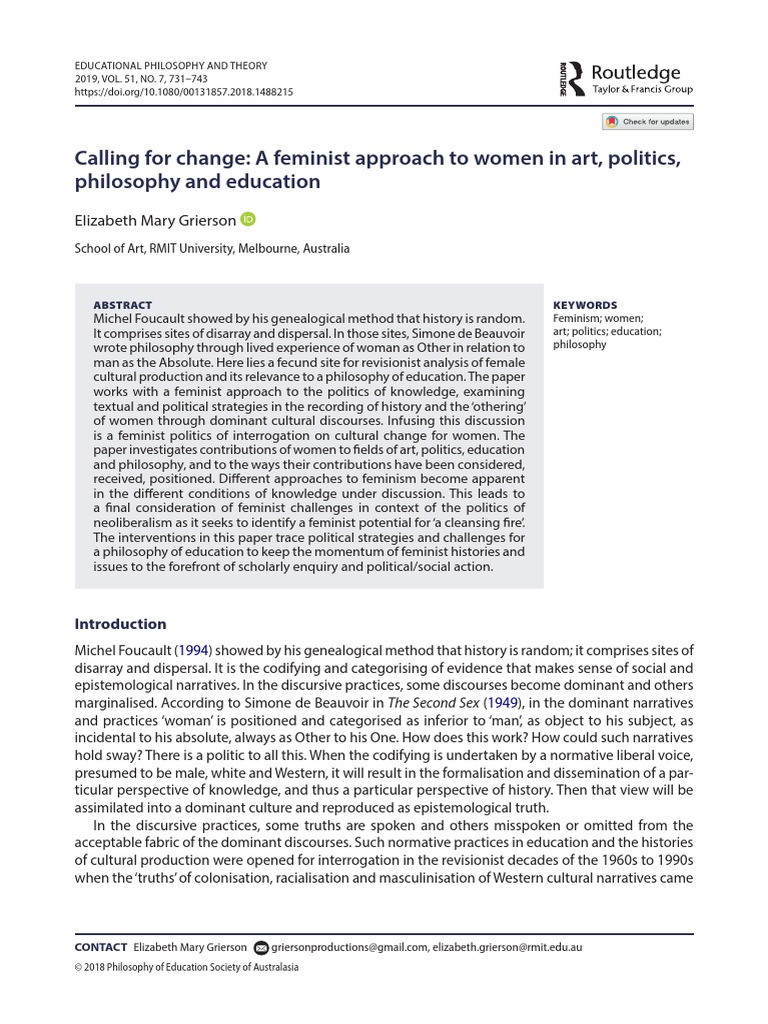 A Feminist Approach To Women in Art | PDF | Feminism | Gender Studies