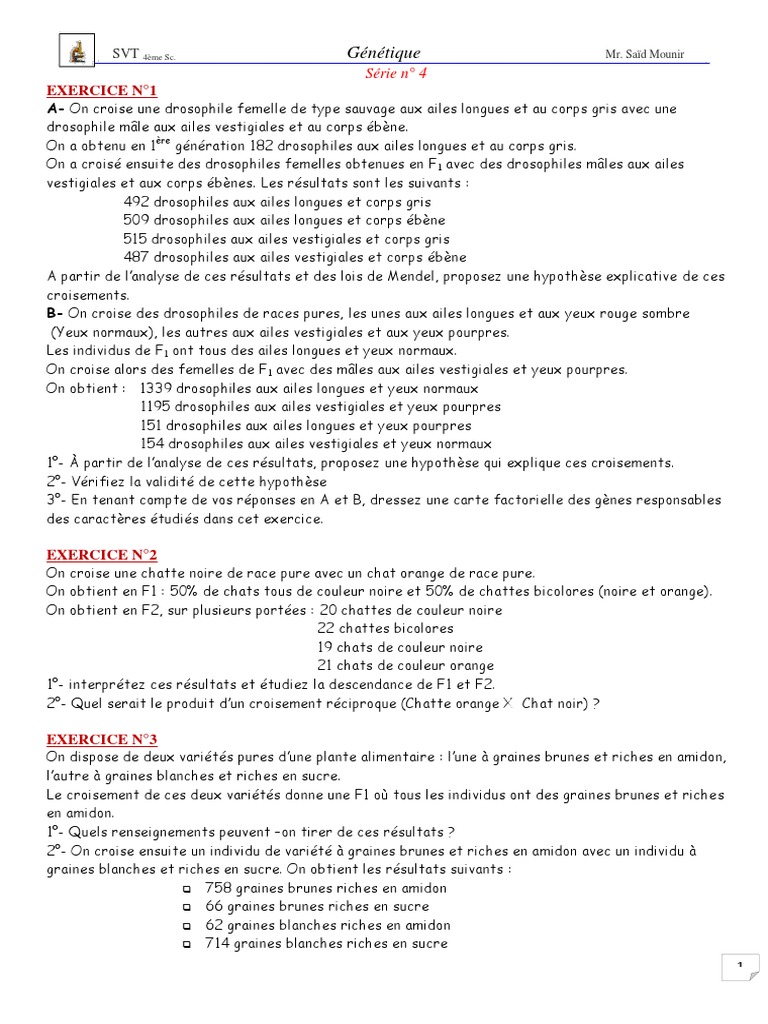 Exercices de génétique mendélienne | PDF | Hérédité | Hybride (Biologie)